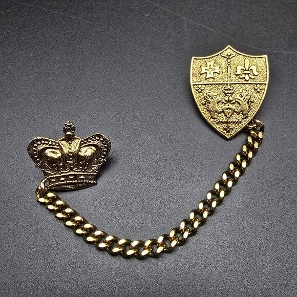 Unknown | Jewelry | Vintage Heraldic Coat Of Arms Shield Crown Chained ...